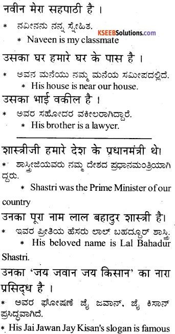 KSEEB Solutions for Class 6 Hindi Chapter 11 इसका, इनका, उसका, उनका ...